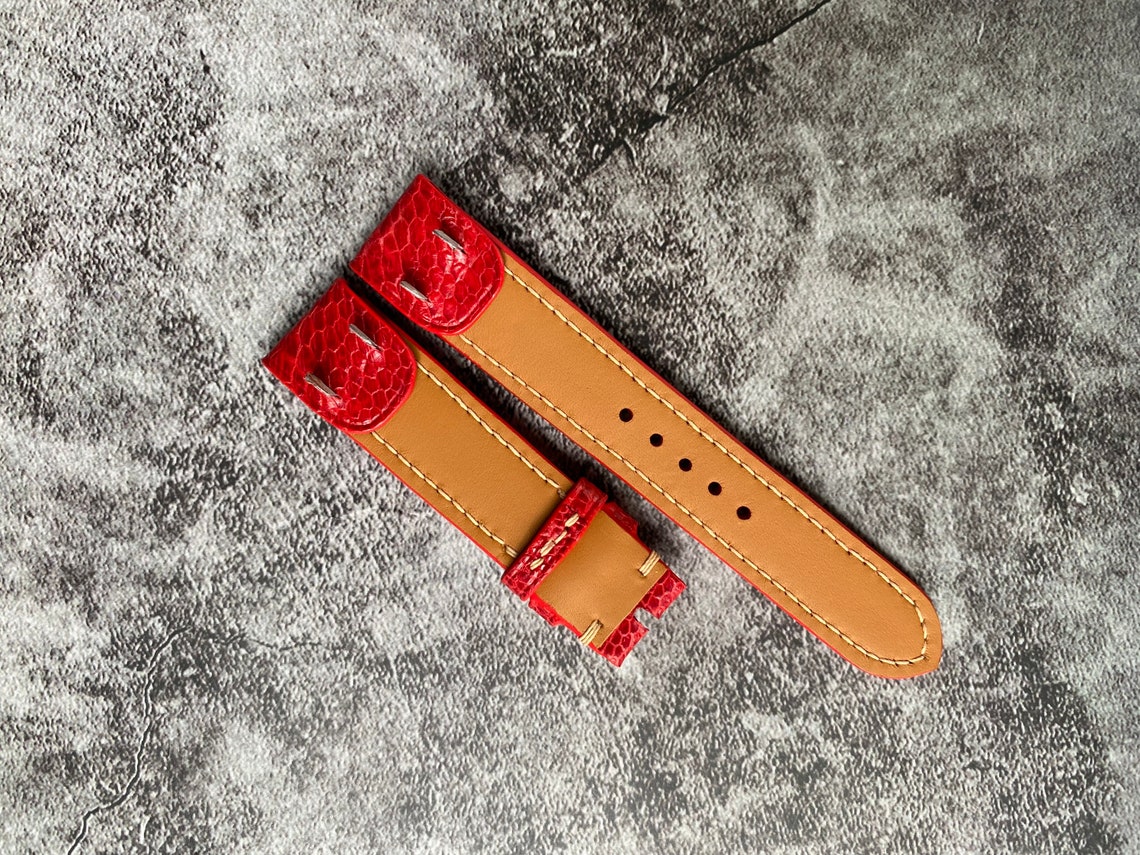 Open Ended Red Ostrich Leg Watch Straps 24mm 22mm 21mm | Etsy