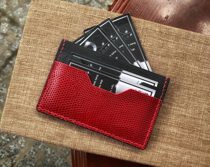 Lizard Leather Card Holder | Small Card Holder Wallet | Minimalist Card ...