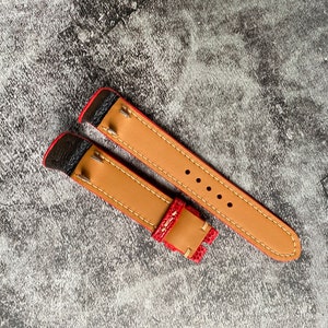 Open Ended Red Ostrich Leg Watch Straps 24mm, 22mm, 21mm, 20mm, 19mm ...