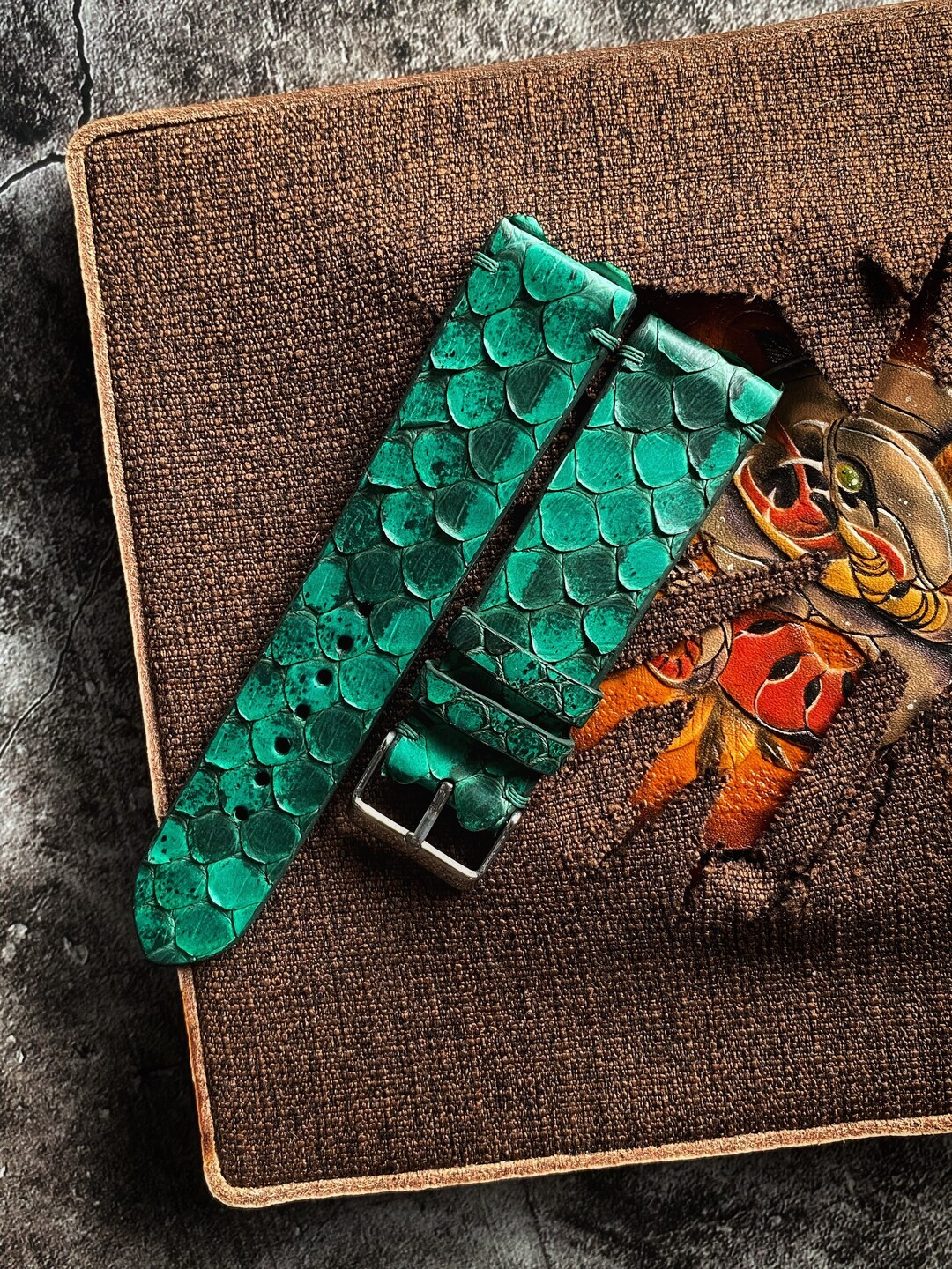 Dark Green Python Watch Straps, Leather Watch Bands, Best Leather Watch ...