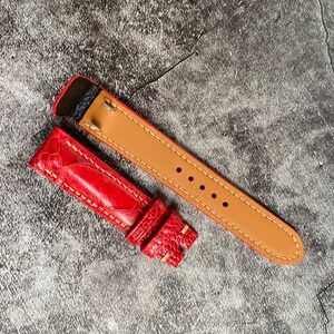 Open Ended Red Ostrich Leg Watch Straps 24mm, 22mm, 21mm, 20mm, 19mm ...