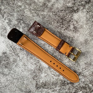 Open Ended Dark Brown Ostrich Leg Leather Watch Straps, Leather Watch ...