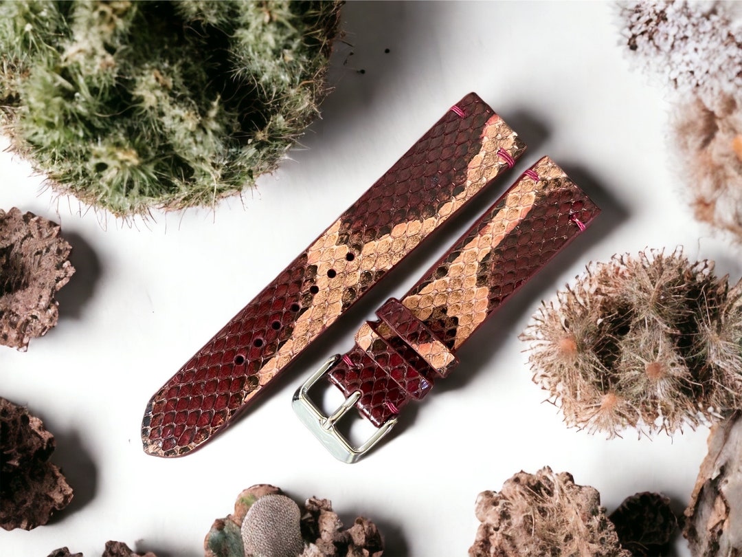 Bracelets de montre en cuir de python vin, bracelets de montre en cuir ...
