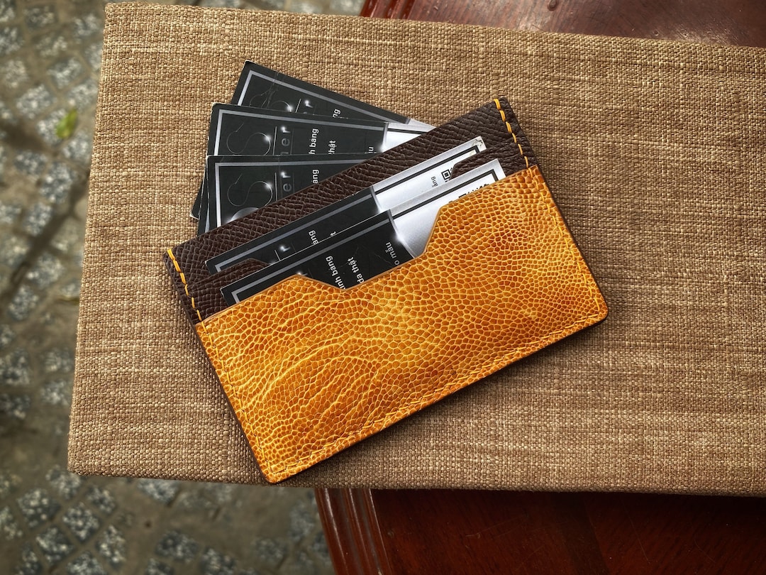 Gold Leather Card Holder | Small Card Holder Wallet | Minimalist Card ...