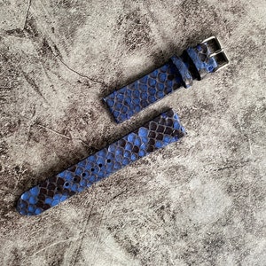 Marine Blue Python Watch Straps, Leather Watch Bands, Best Leather ...