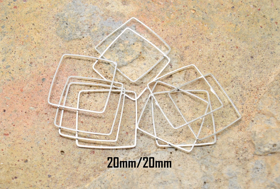 10 Square Connectors, Closed Ring, Silver Metal Spacer - Etsy