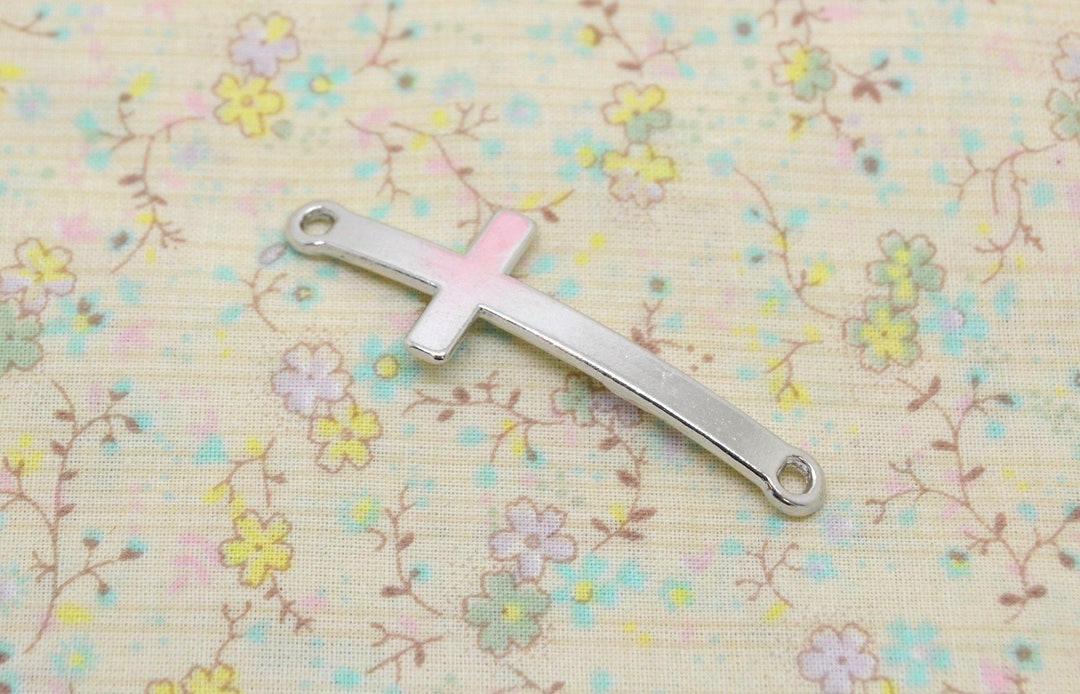 1 Cross Charm Connector, Christian Religion in Silver Metal, for ...