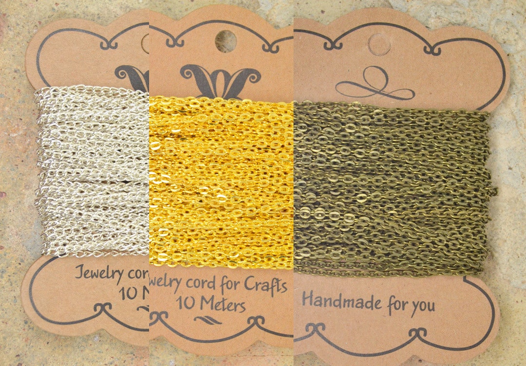 10 or 50 Meters, Fine Chain, Convict Mesh, Silver Metal, Gold Gold ...