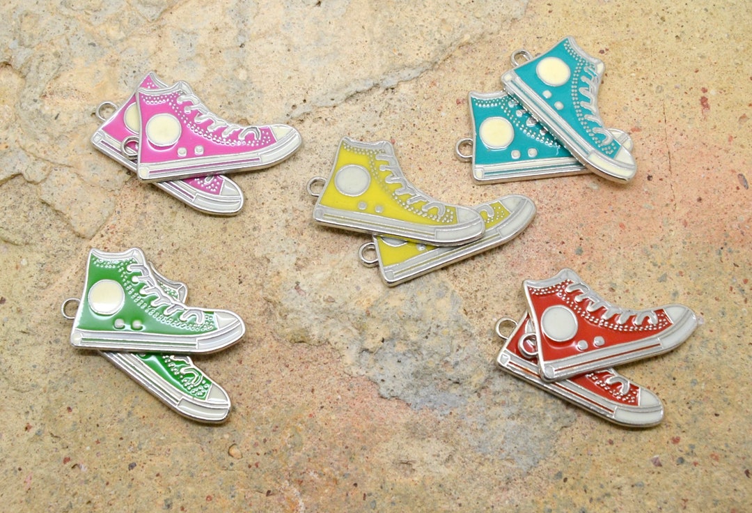 2 Pair of Shoe Charms, High-top Sneakers, in Enamelled Silver Metal - Etsy