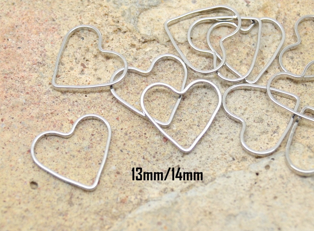 10 Connectors, Heart, Silver Metal, Platinum, 13/14 Mm - Etsy