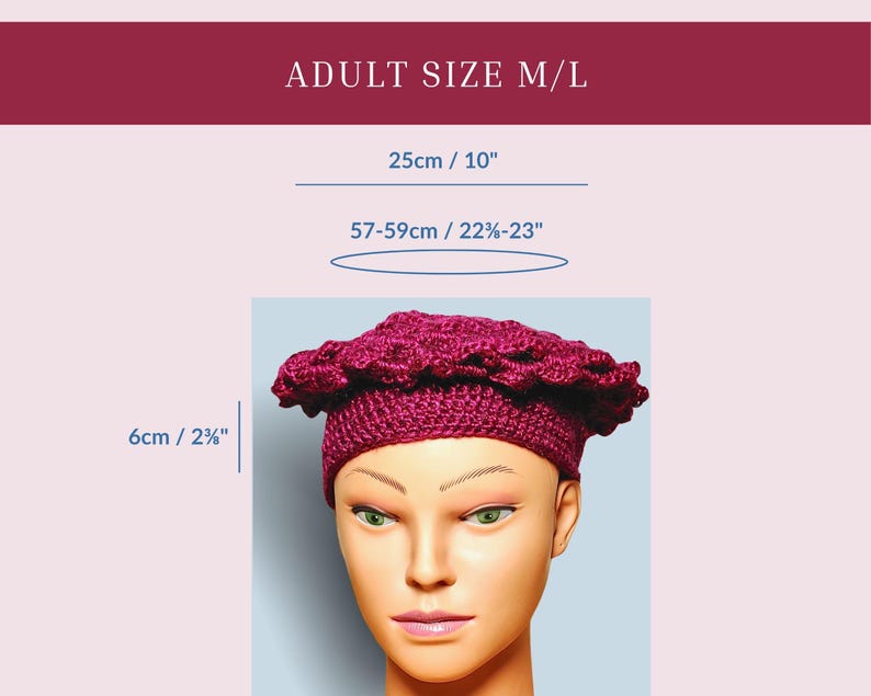 Bohemian Women's Crochet Beret | Handmade Slouchy French Hat in ...
