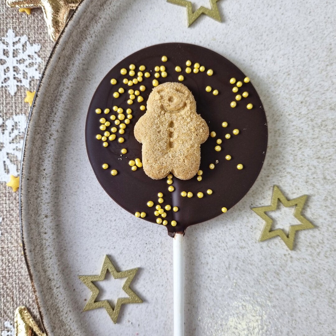 Vegan Gingerbread Christmas Chocolate Lollipop, Dark Chocolate Lolly ...