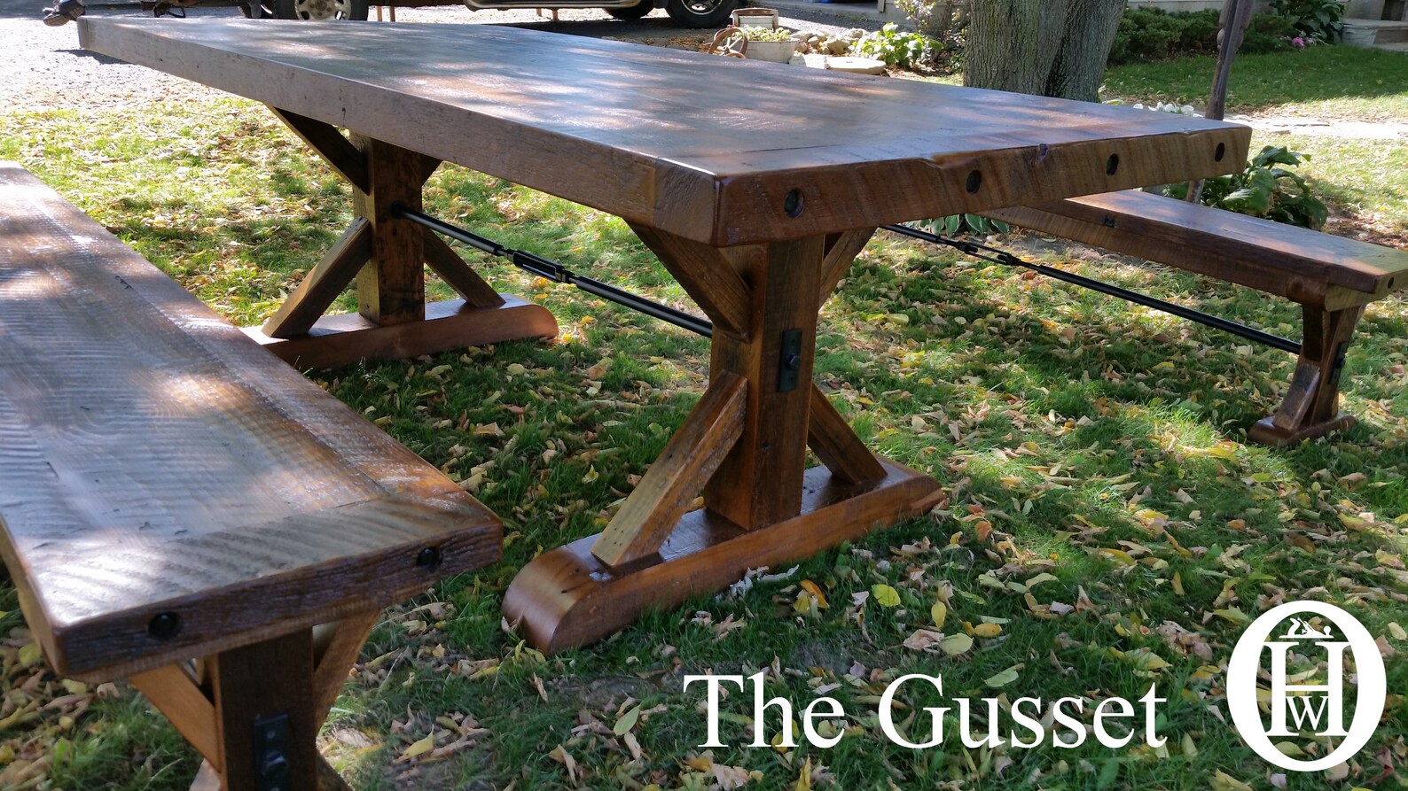 Gusset Style Rustic Farm Table Set - Etsy