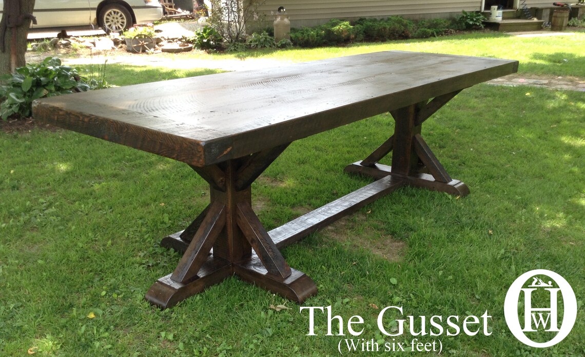 Gusset Style Rustic Farm Table Set - Etsy