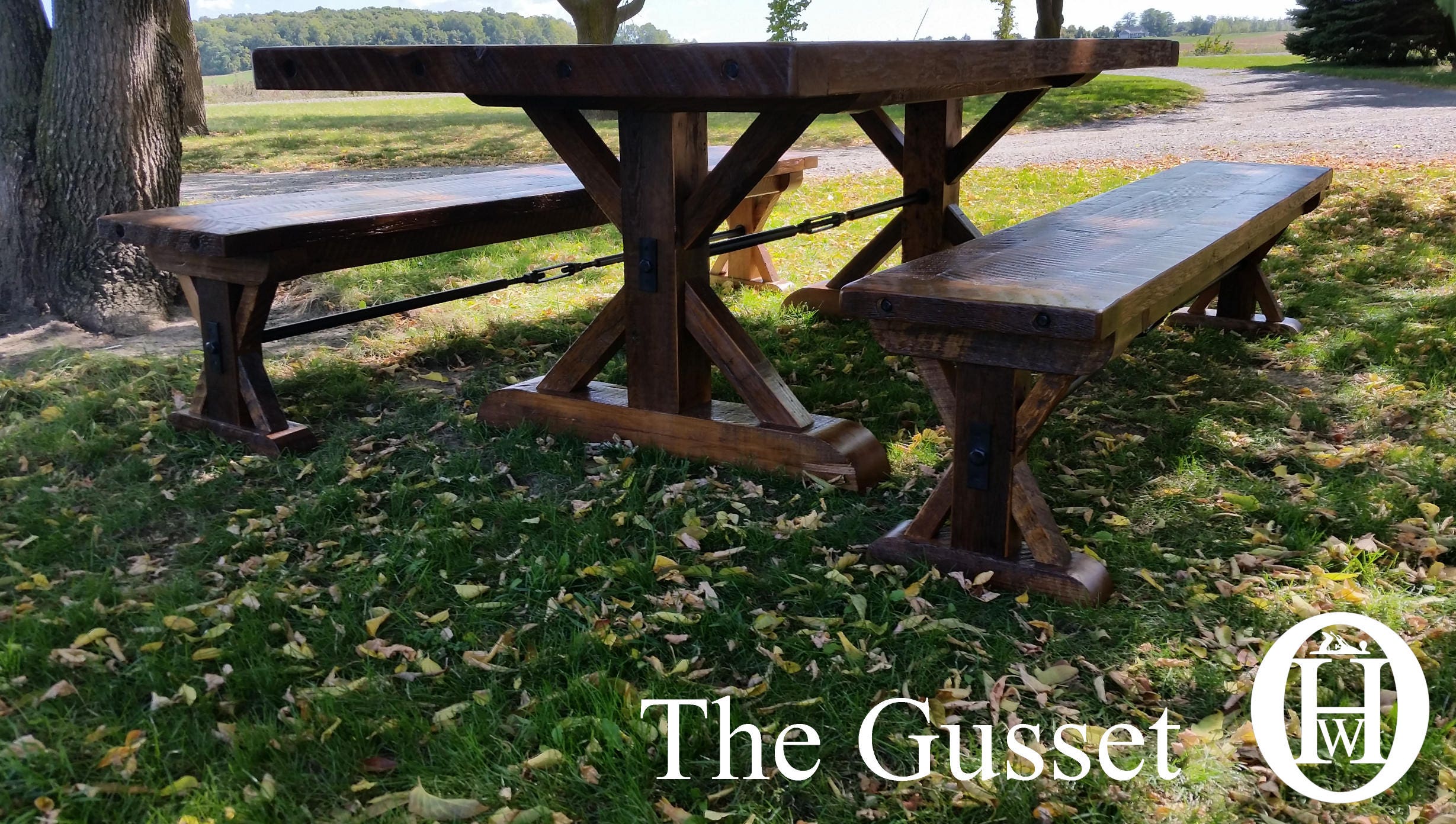 Gusset Style Rustic Farm Table Set - Etsy