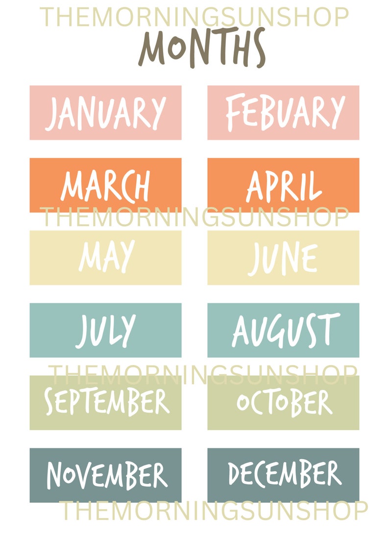 Months of the Year, Educational Poster, Printable, Homeschool Printable ...