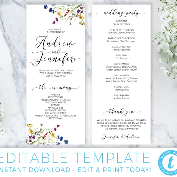 Rustic Wedding Program - Etsy