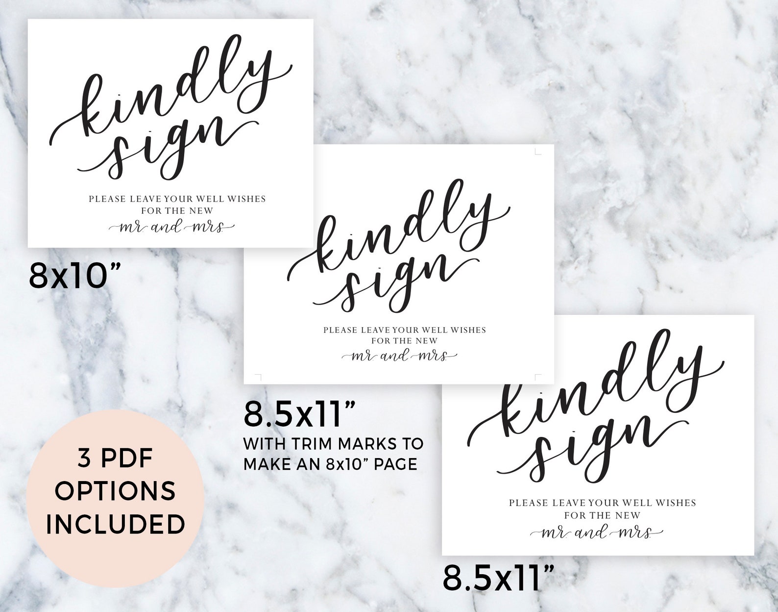 Kindly Sign Wedding Guestbook Well Wishes for Mr and Mrs - Etsy