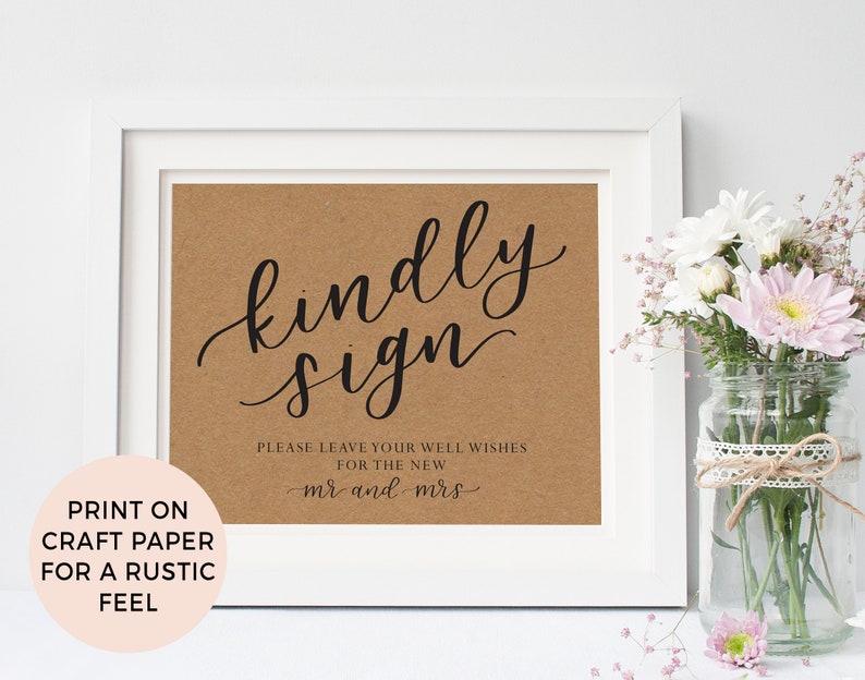 Kindly Sign Wedding Guestbook Well Wishes for Mr and Mrs - Etsy