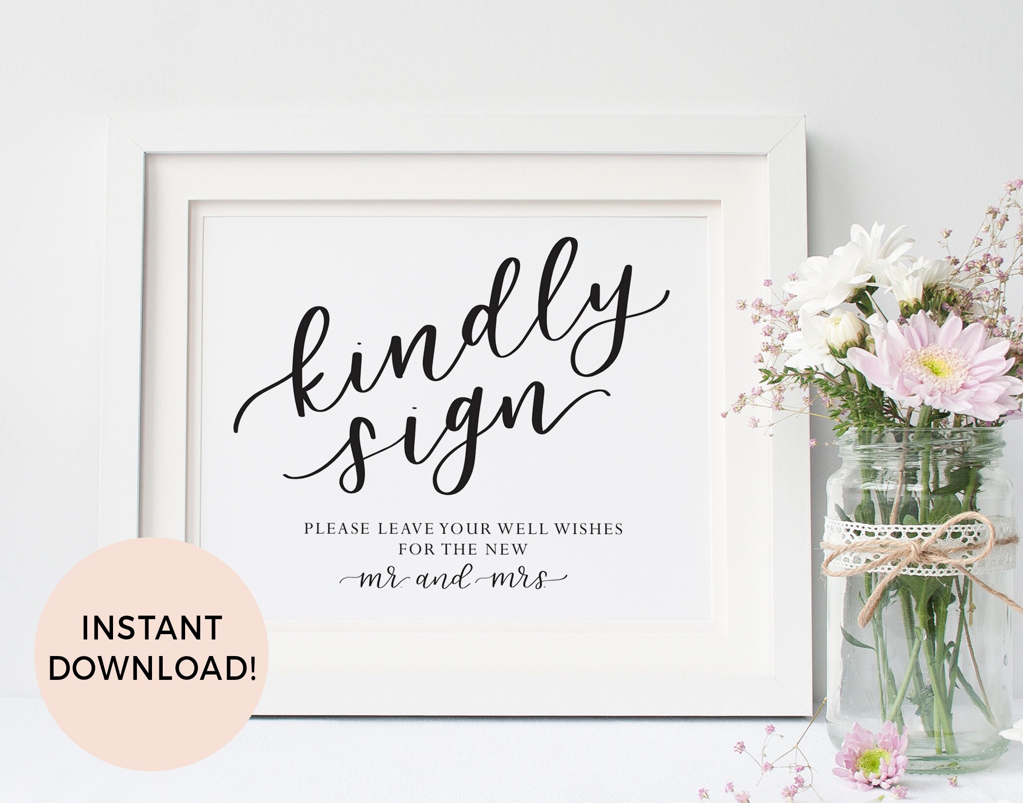 Kindly Sign Wedding Guestbook Well Wishes for Mr and Mrs - Etsy