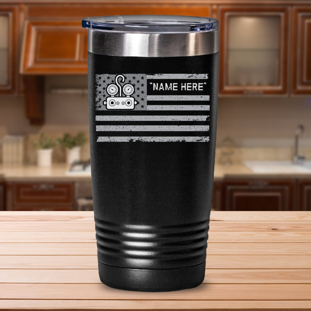 Personalized Hvac Technician Tumbler | Hvac Gift | American Flag | Hvac ...