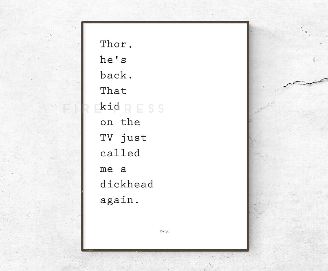 Korg Quote Poster / Print / Marvel Poster / Infinity War Poster / the ...