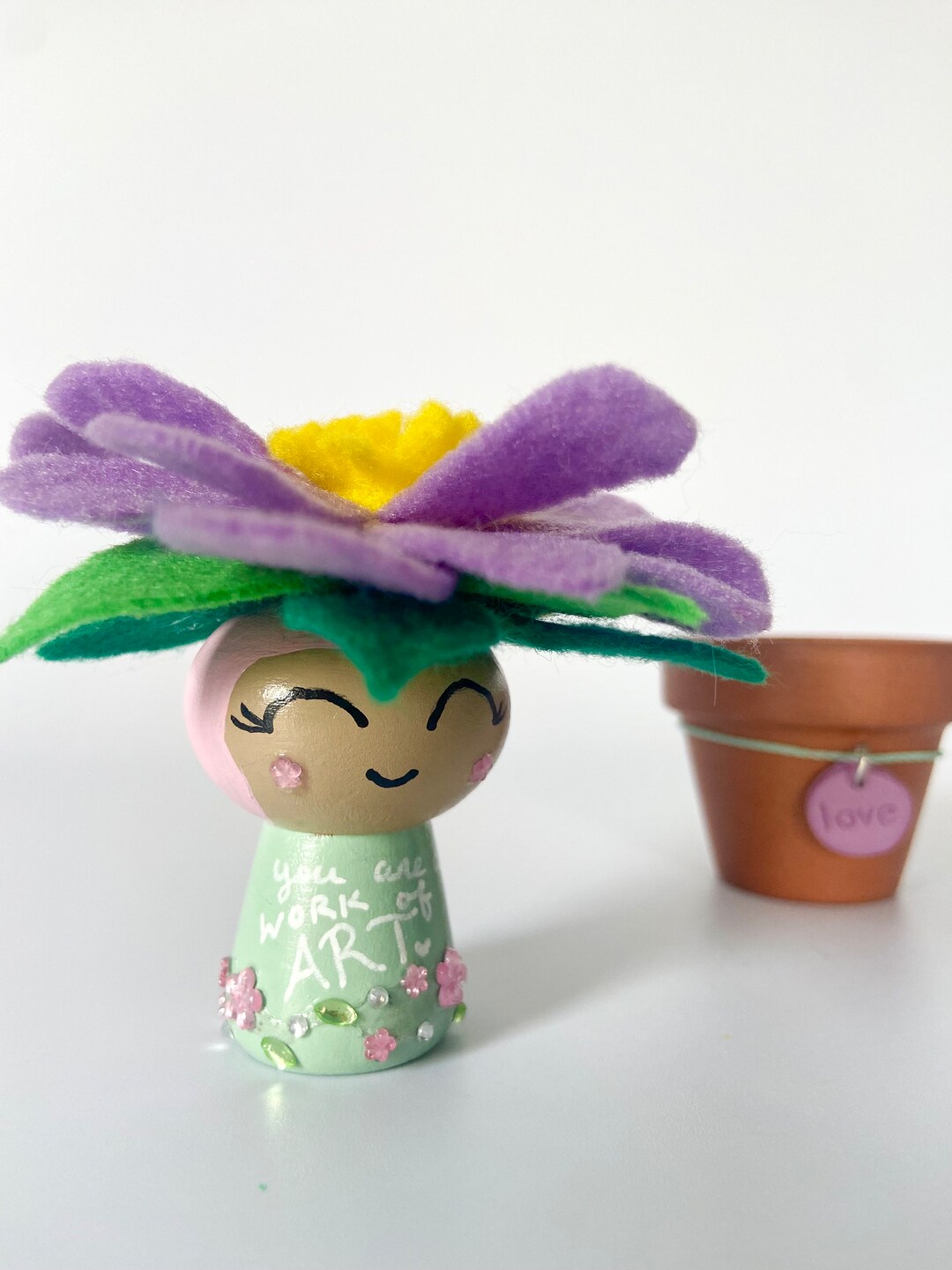 Potsitive Affirmaiden (cosmo)/ Felt Flower/ Positive Affirmation Peg ...