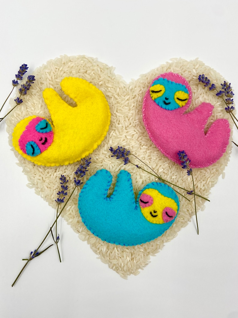 Sleepy Sloths/ Lavender Rice Plushies/ Calming Felt Toy/ Sloth Stuffed ...