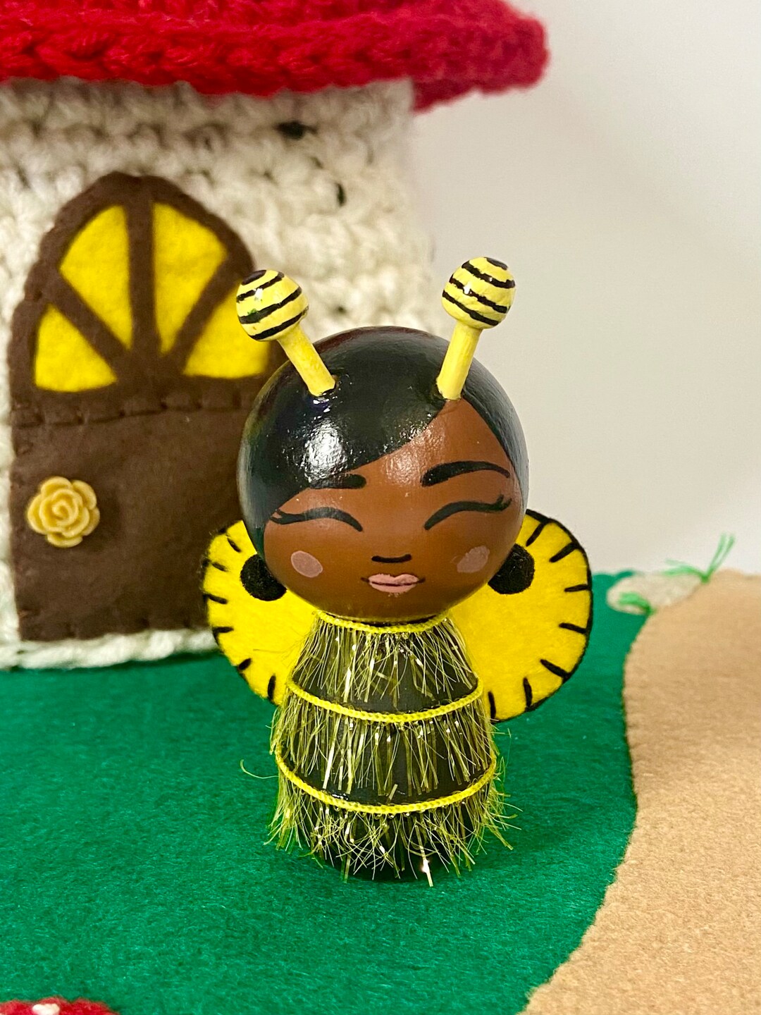 Bee Peg Doll polly/ Woodland Peg Doll/ Camping Small World/ Forest ...
