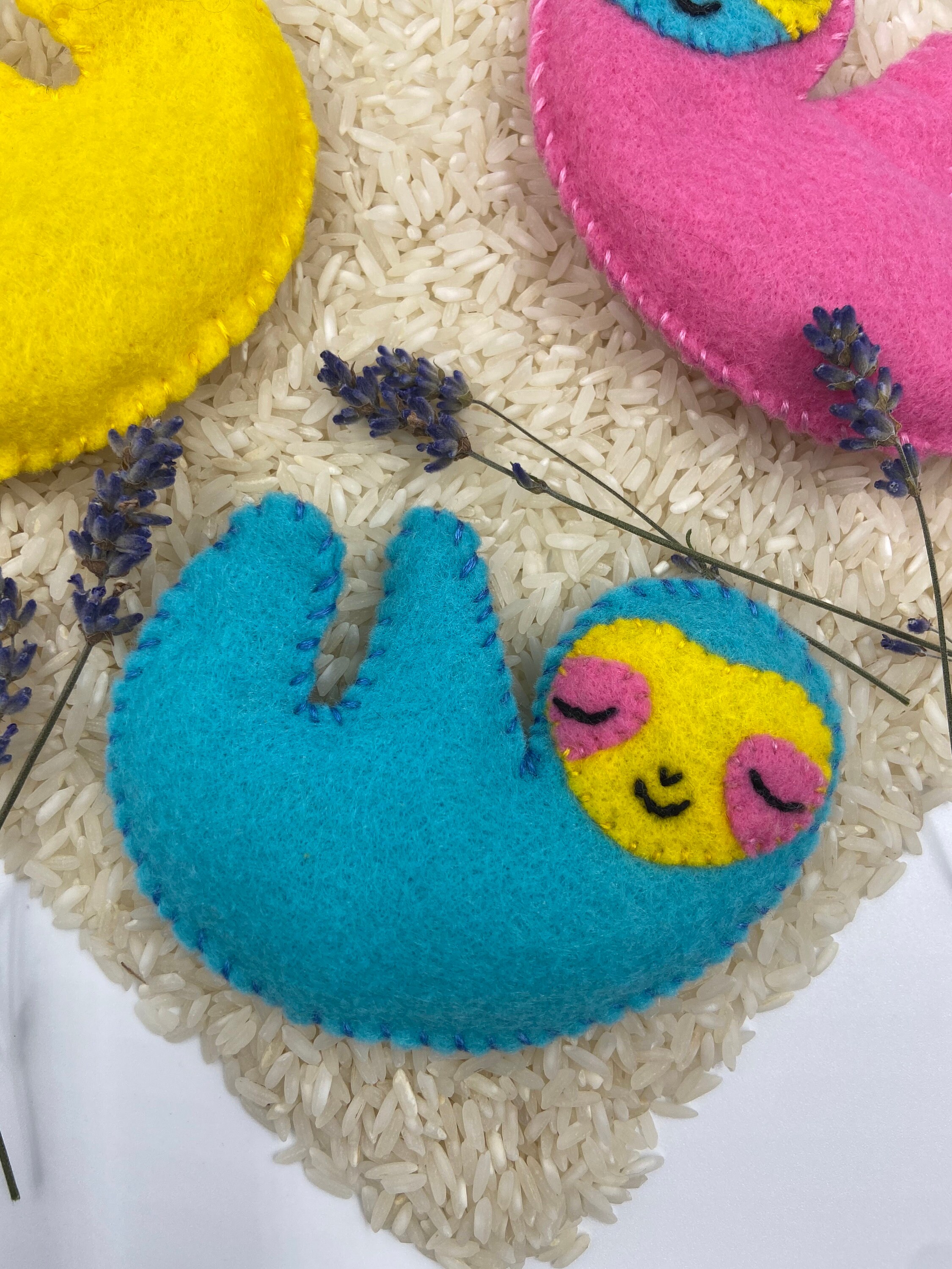 Sleepy Sloths/ Lavender Rice Plushies/ Calming Felt Toy/ Sloth Stuffed ...