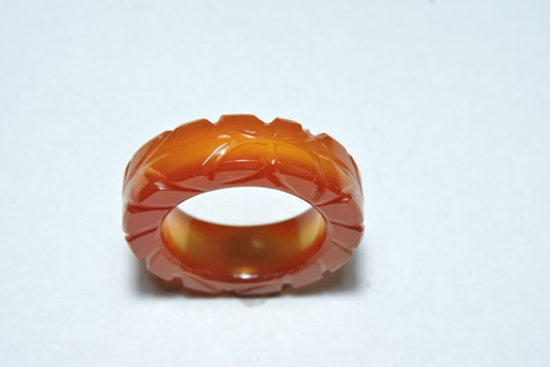 1 Piece Natural Red Onyx Hand Carved Single Gemstone Made Ring Band ...