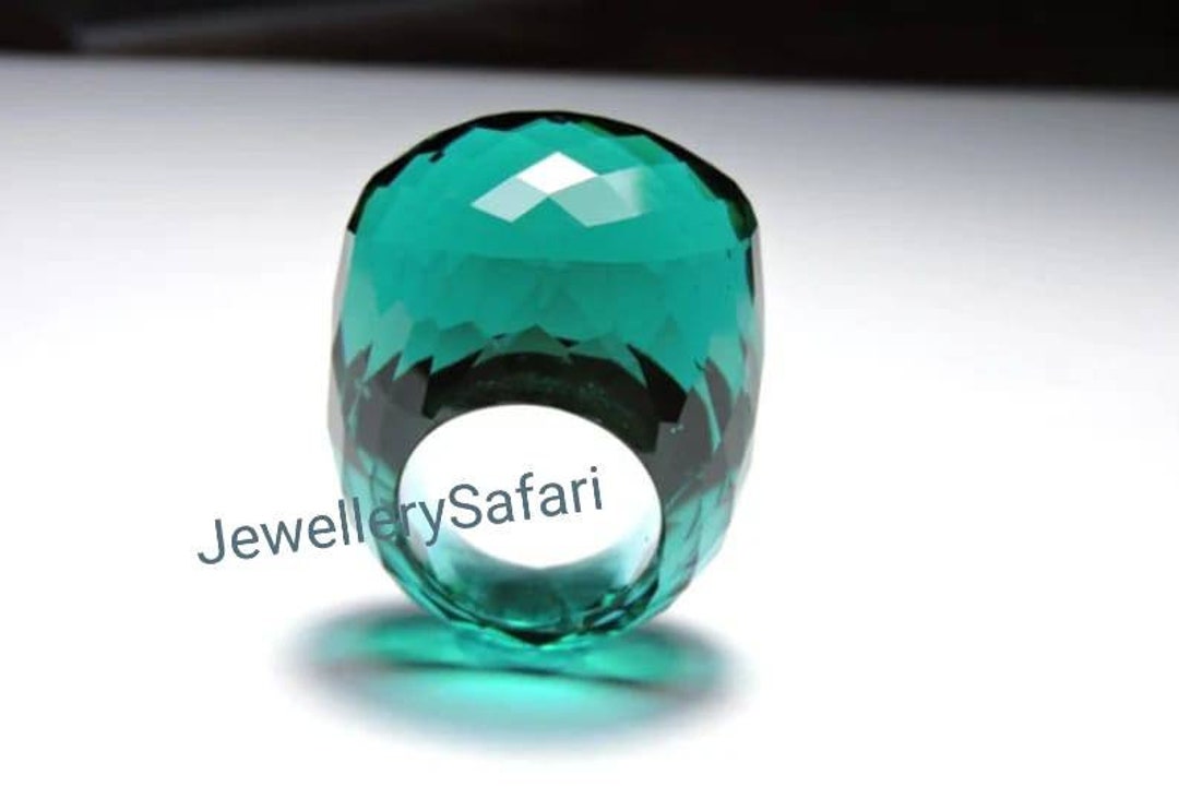 1 Piece Beautiful Teal Green Quartz Full Faceted Round Shaped Hand ...