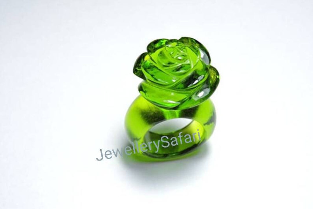 1 Piece Extremely Beautiful Peridot Green Quartz Hand Carved Rose ...