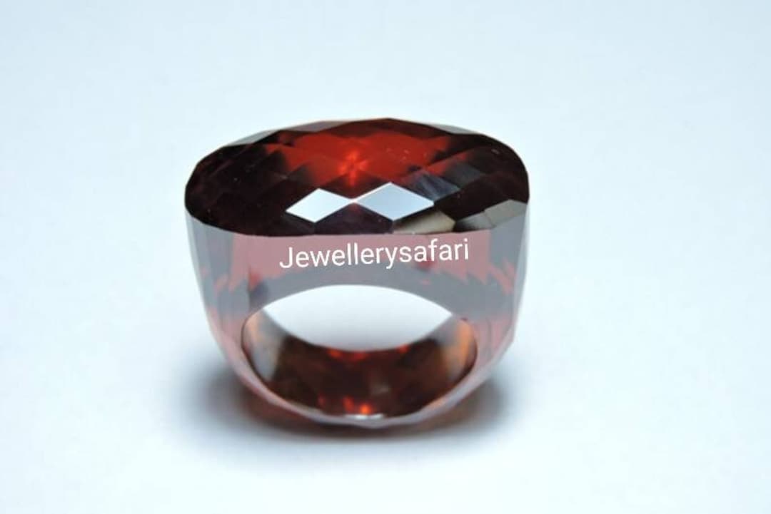 1 Piece Stunning Red Garnet Zirconia Full Faceted Gemstone Made Ring ...