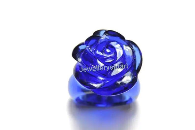 1 Piece Adorable Cobalt Blue Quartz Hand Carved Rose Flower - Etsy