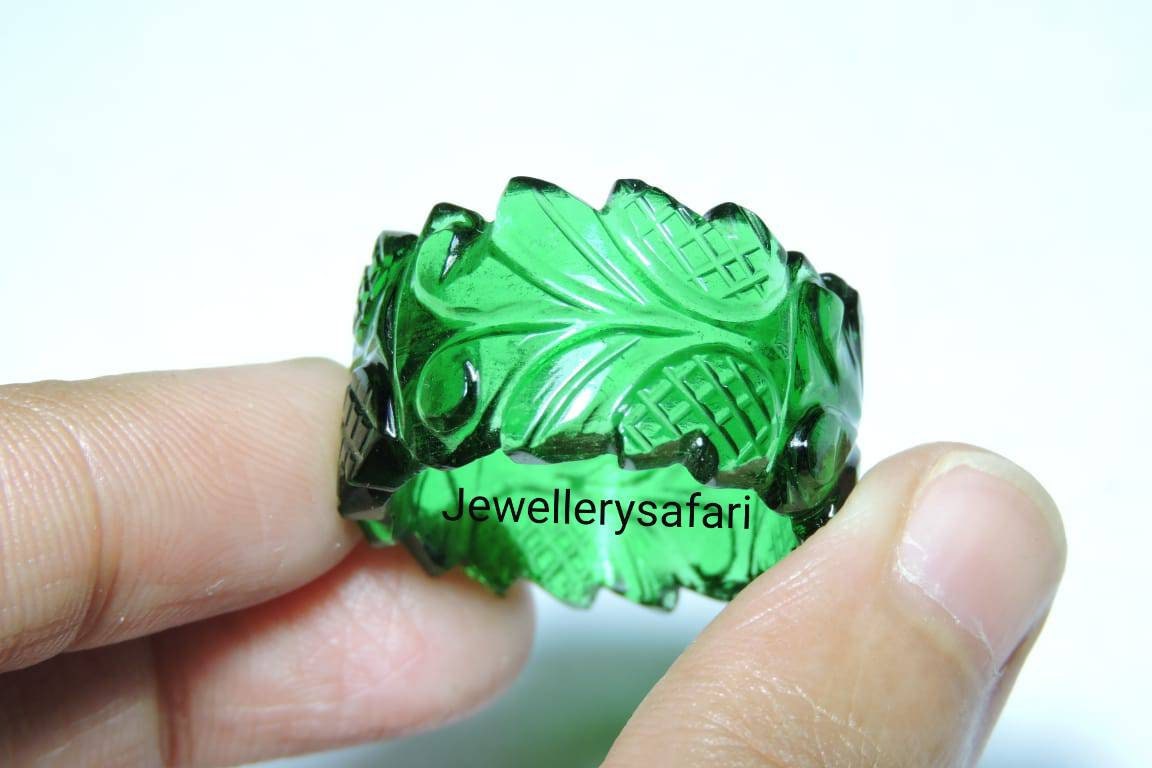 1 Piece Dark Green Quartz Carved Band / 15MM WIDE 3MM THICK Band ...