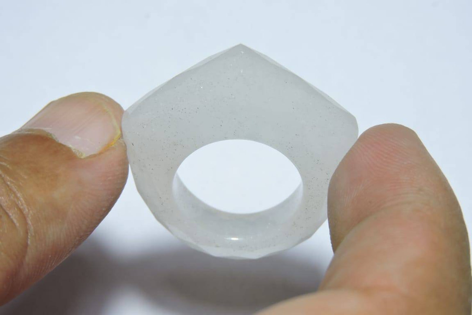 Natural White Shocked Quartz Ring - Faceted Gemstone Band - Etsy Canada