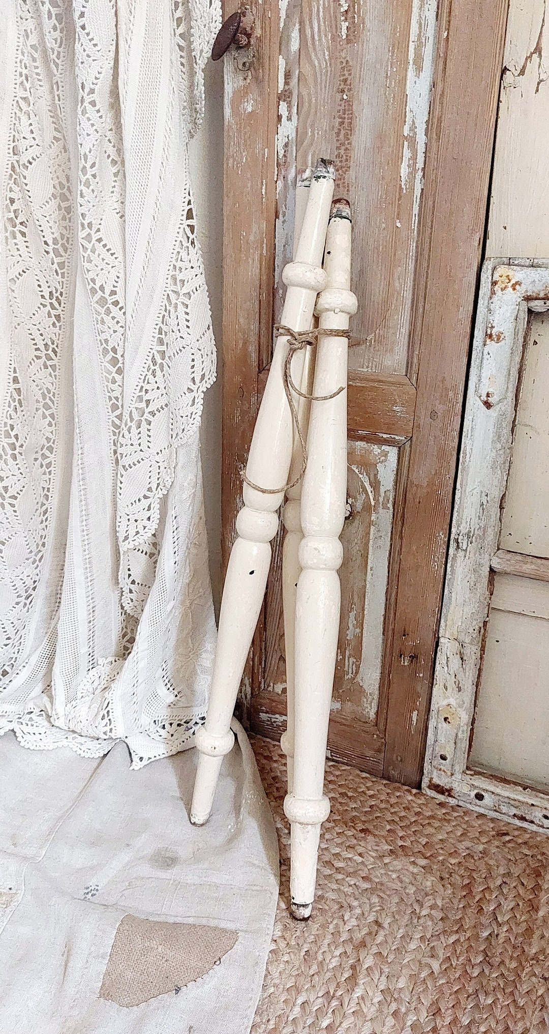 Set: 3 Antique Stair Poles Brocante Patina - Etsy