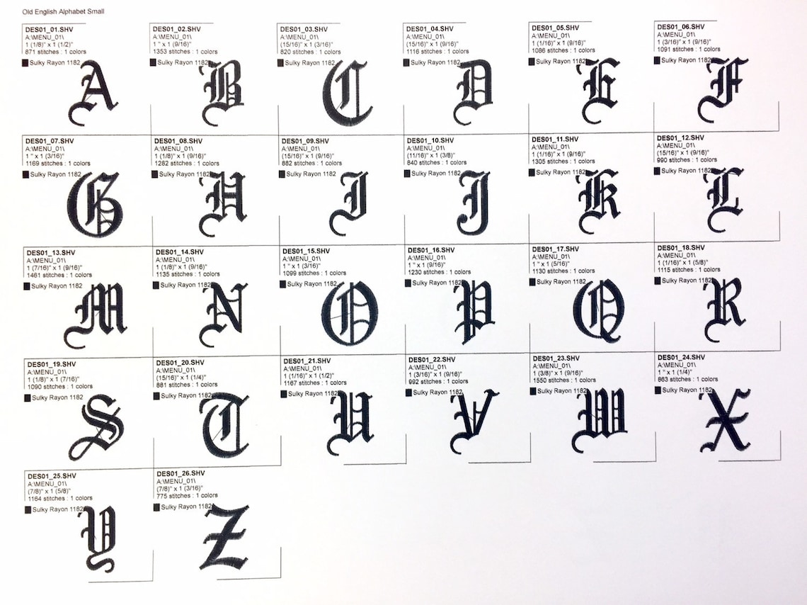 Old English Alphabet Embroidery Designs Floppy Disk for - Etsy