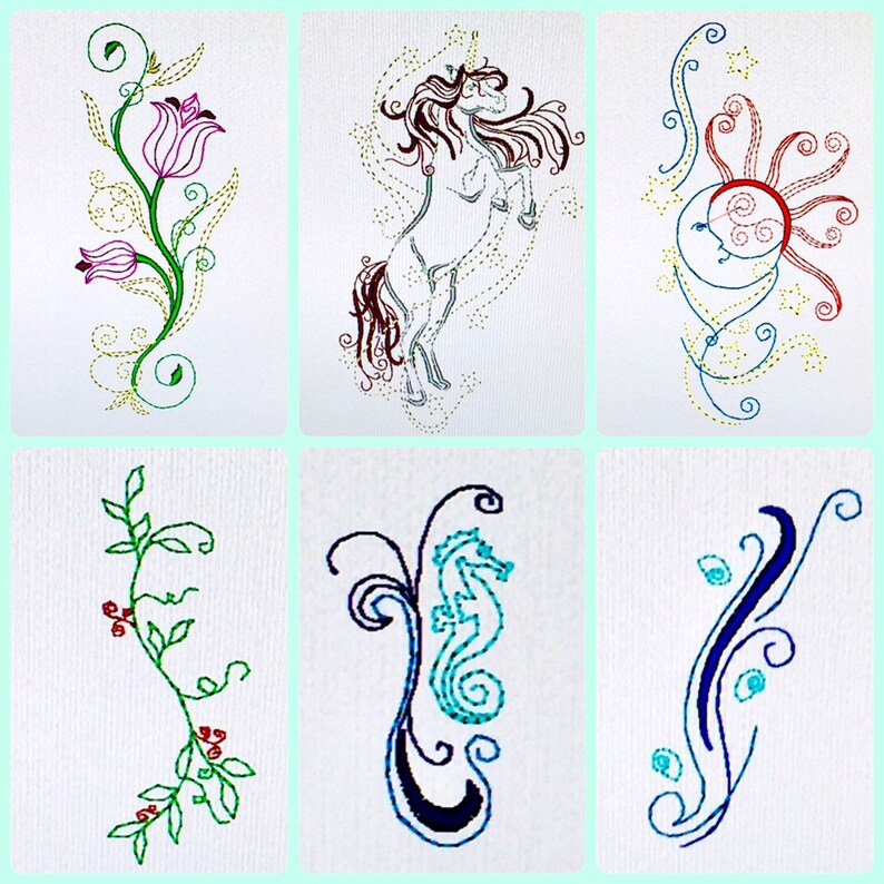 Beautiful Line Art Embroidery Designs Disk for Husqvarna - Etsy