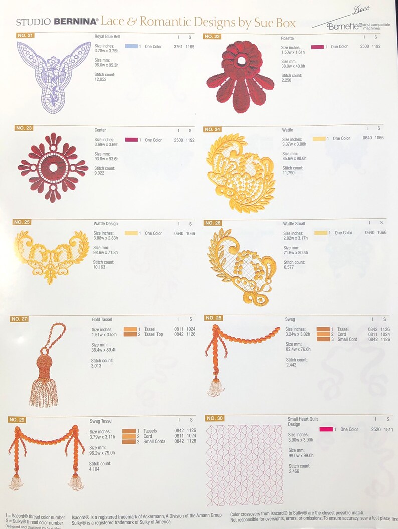 Oesd Lace and Romantic Embroidery Designs Card 126 for - Etsy