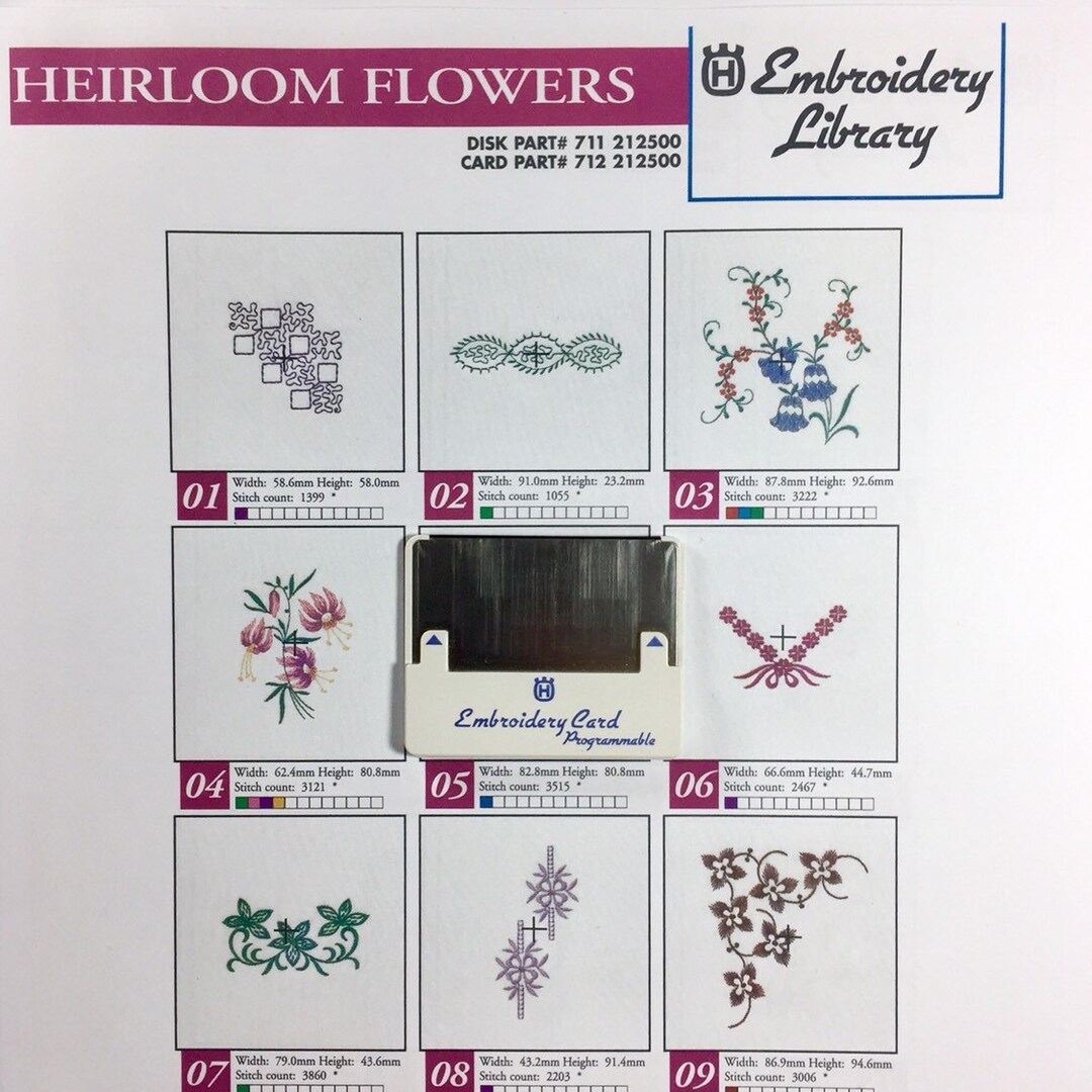 Heirloom Flowers Embroidery Designs Card for Husqvarna Viking Rose, #1 ...