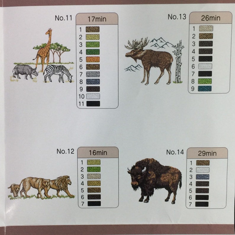 Wild Animals Embroidery Designs Card #30 for Brother Bernina Deco White ...