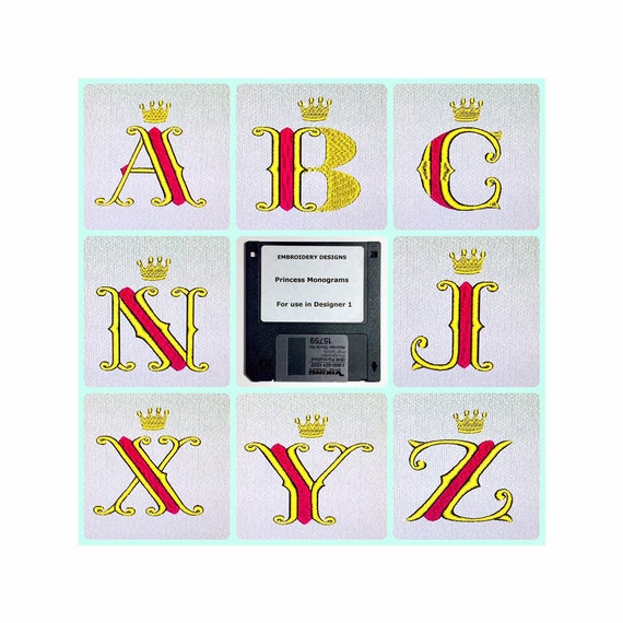 Princess Monograms Embroidery Designs Disk for Husqvarna | Etsy