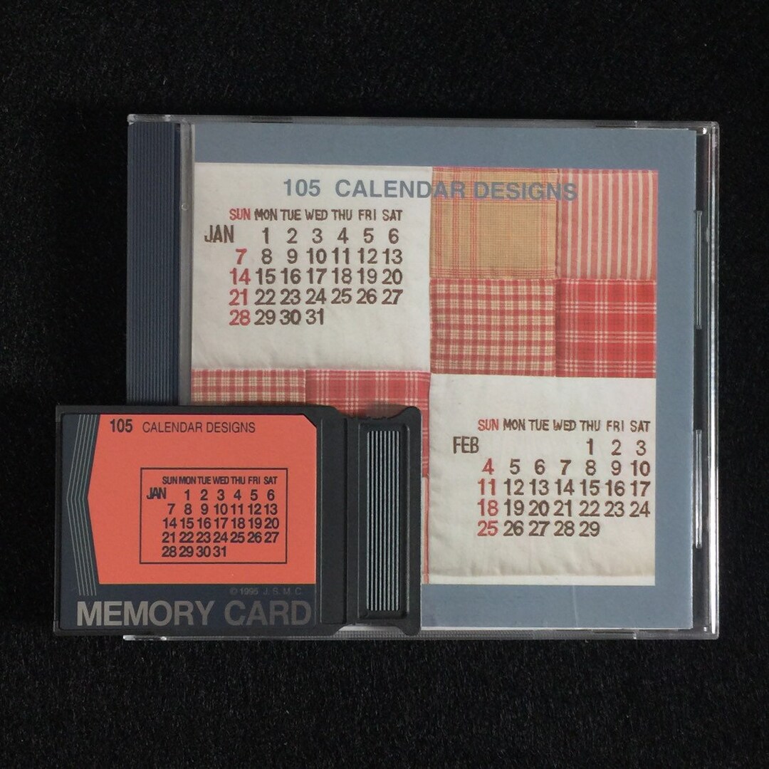 Calendar Embroidery Designs Card # 105 for Janome Elna Kenmore ...