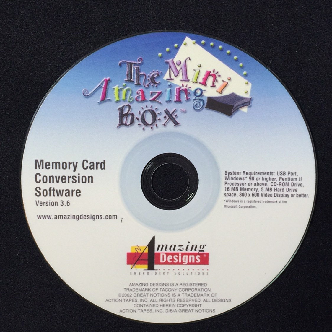 Installation CD for Mini Amazing Box Embroidery Card Converter Software ...