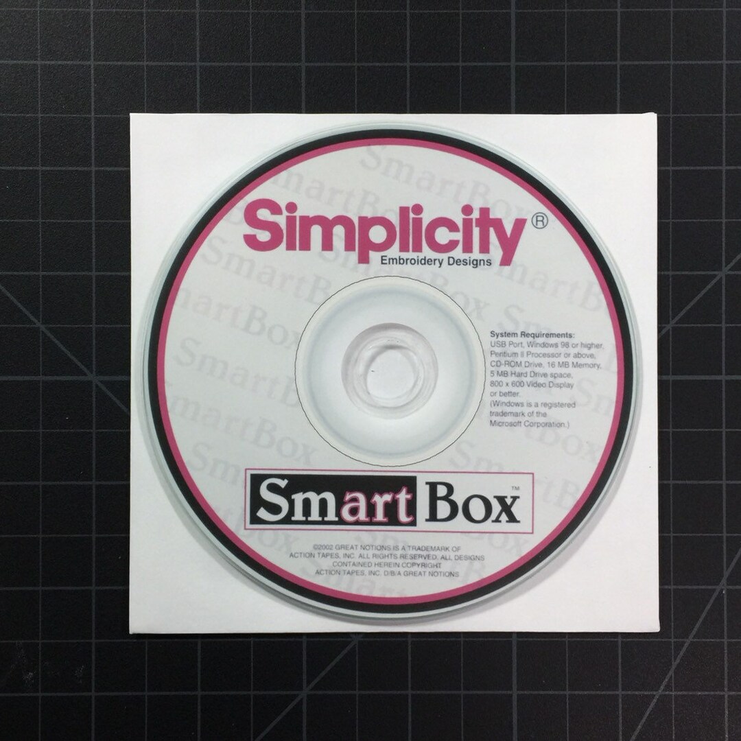 Installation CD for Simplicity Smart Box Embroidery Designs Transfer ...