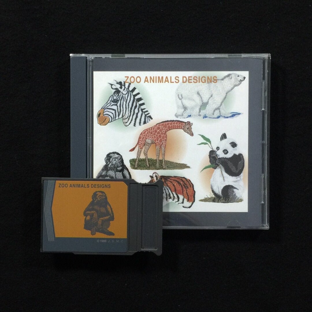 Zoo Animals Embroidery Designs Card for Janome Elna Kenmore Embroidery ...