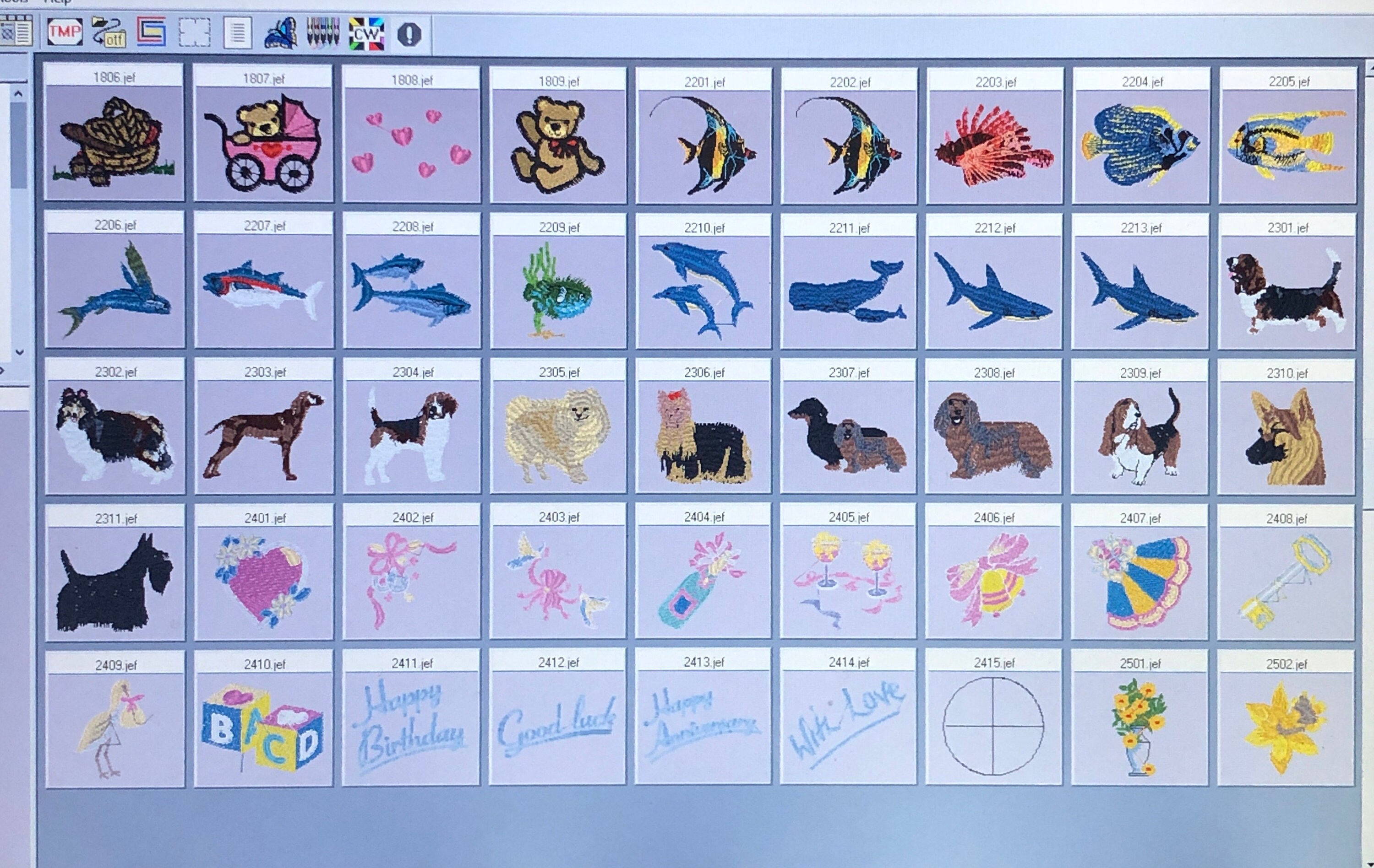 487 Embroidery Designs Library for Memory Craft 10000 on CD in JEF ...