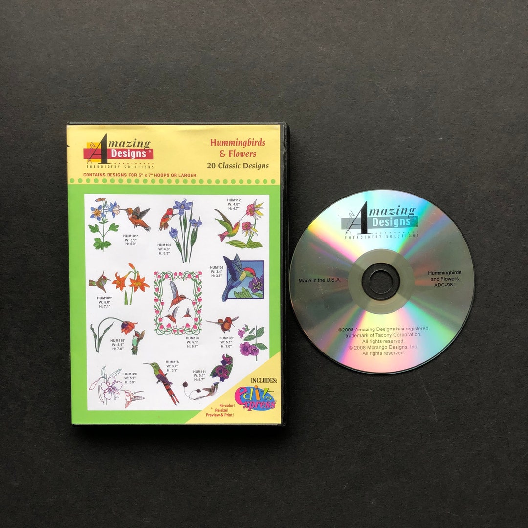 Hummingbirds and Flowers Embroidery Designs Multi-format CD - Amazing ...